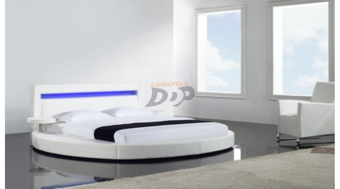 Pat-rotund-cu-leduri din piele model Vanitas - MobNet